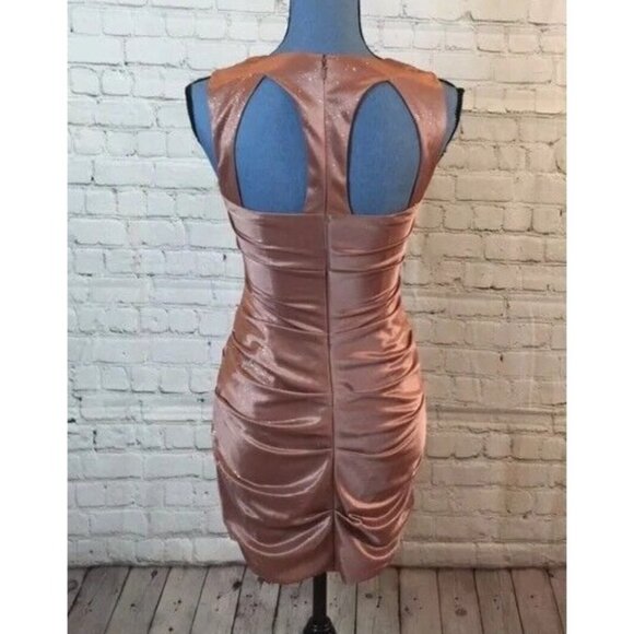 Hailey Logan | Dresses | Hailey Logan Adrianna Papell Shimmery Pink Ruched Mini Dress Cutout ...